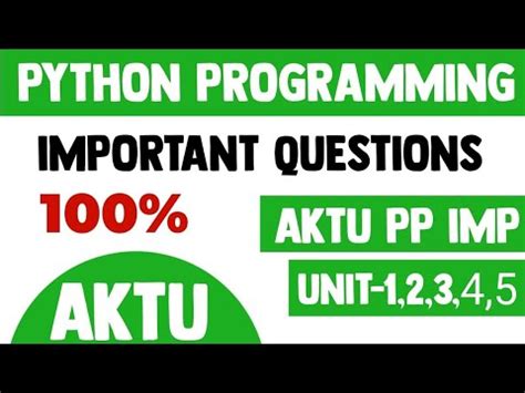 Python programming Important Questions । Aktu BTech Python programming IMP Topics - YouTube