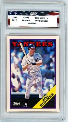 1988 Topps Traded 21t Jay Buhner Rookie Card Agc 10 Gem Mint New York
