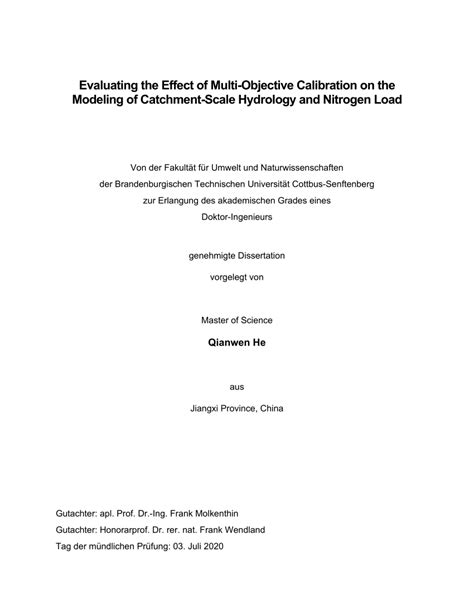 Pdf Evaluating The Effect Of Multi Objective Calibration On The