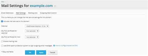 Mail Tab In The Plesk Control Panel