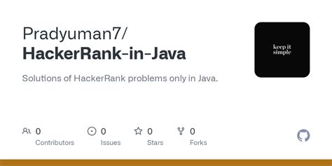 GitHub Pradyuman7 HackerRank In Java Solutions Of HackerRank Problems Only In Java