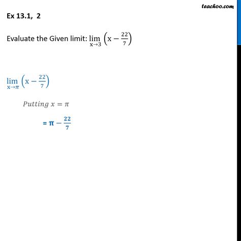 ex 12 1 2 evaluate lim x 3 x 22 7 chapter 13 class 11 limits