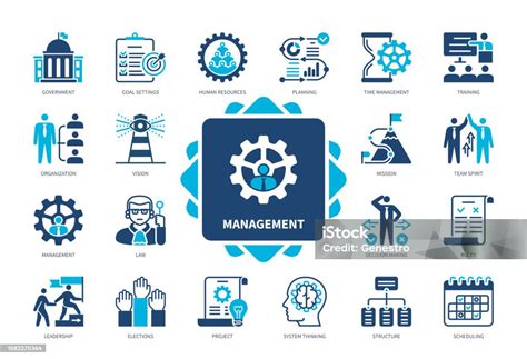 Management Solid Icon Set Stock Illustration Download Image Now