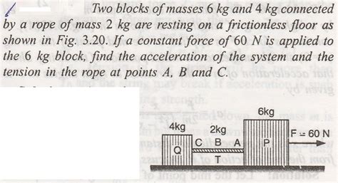 Solved Two Blocks Of Masses 6 Kg And 4 Kg Connected By A