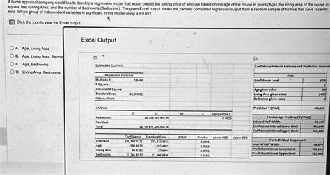 solved the given excel output shows the partially completed regression