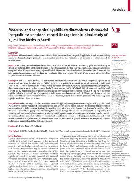 Maternal And Congenital Syphilis Attributable To E Pdf Maternal Health Health Equity