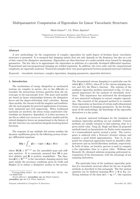 pdf multiparametric computation of eigenvalues for linear