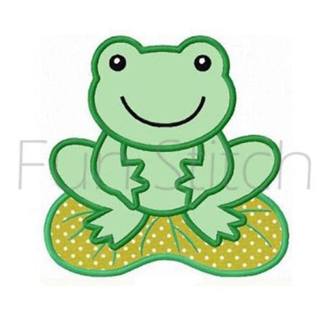 Frog Applique Machine Embroidery Design Instant Download Etsy