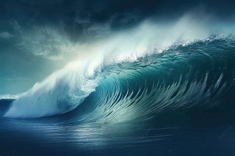 큰 파도 생성 Ai가 있는 푸른 바다 사진 배경 및 무료 다운로드를위한 그림 Pngtree