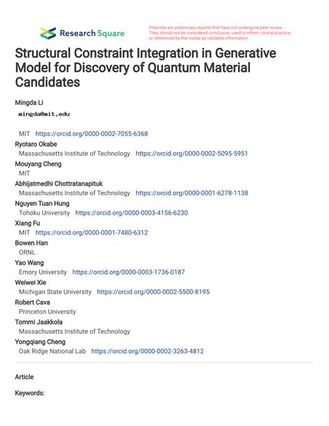 Pdf Structural Constraint Integration In Generative Model For Discovery Of Quantum Material