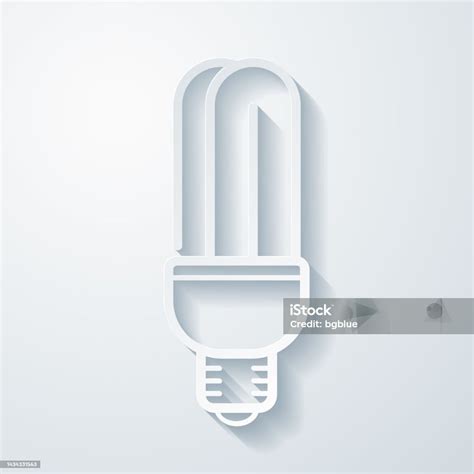 에너지 절약 전구 빈 배경에 종이 잘라내기 효과가 있는 아이콘 3차원 형태에 대한 스톡 벡터 아트 및 기타 이미지 3차원 형태 개념 경제 Istock