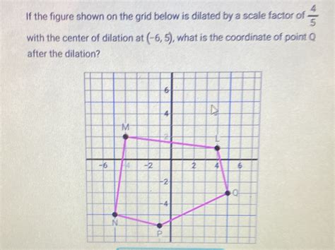 Solved If The Figure Shown On The Grid Below Is Dilated By A Scale Factor Of 4 5 With The Cente