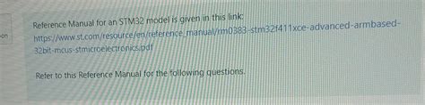solved reference manual for an stm32 model is given in this