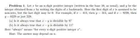 solved problem 1 let u be an n digit positive integer
