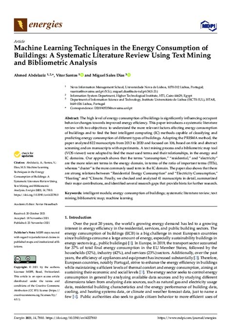 Pdf Machine Learning Techniques In The Energy Consumption Of