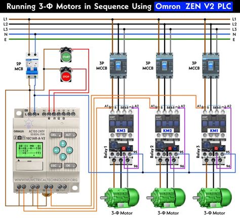 Sequential Motor Control Circuit Using Zen Programable Relay