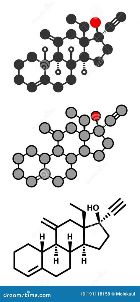 Desogestrel Molecular Structure Isolated On White Stock Illustration