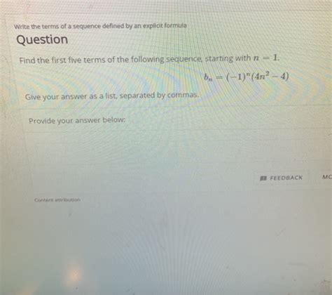 Solved Write The Terms Of A Sequence Defined By An Explicit