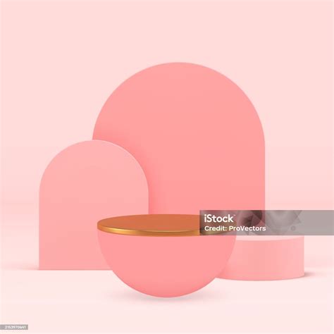 핑크 럭셔리 3d 반구 연단 받침대 모형 화장품 쇼 현실적인 벡터 0명에 대한 스톡 벡터 아트 및 기타 이미지 0명 3차원