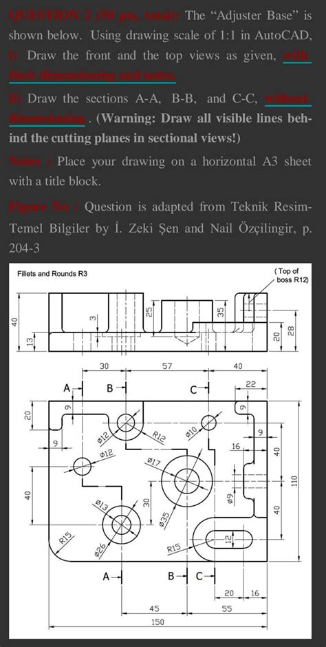 Solved The Adjuster Base Is Shown Below Using Drawing
