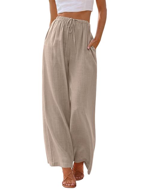 Temofon Pants For Women 3xl Wide Leg Linen Casual Pant Summer With