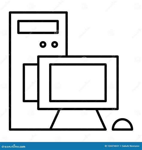 Computer Thin Line Icon Pc Vector Illustration Isolated On White Stock Vector Illustration Of
