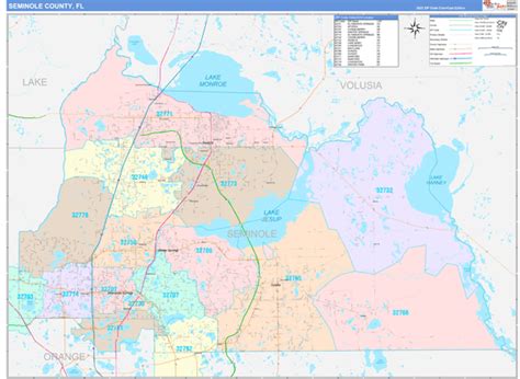 Seminole County Fl Wall Map Color Cast Style By Marketmaps Mapsales