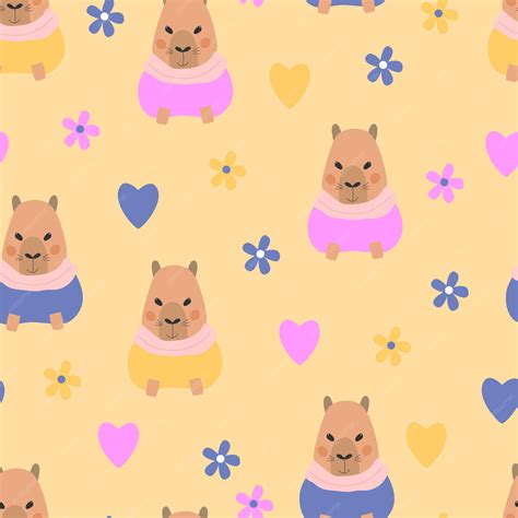 Premium Vector Capybara Pattern Seamless Pattern With A Cute Capybara
