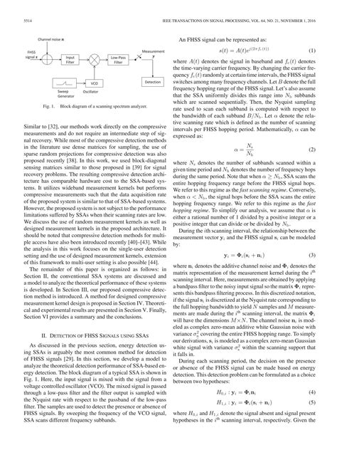 solution compressive sampling for detection of frequency hopping