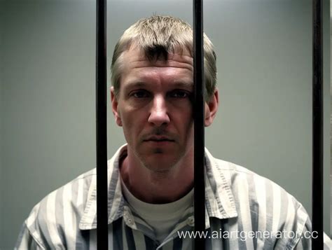 White Man Incarcerated Behind Prison Bars Ai Art Generator