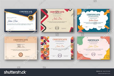 Set Certificate Template Layout Abstract Style Stock Vector Royalty Free Shutterstock