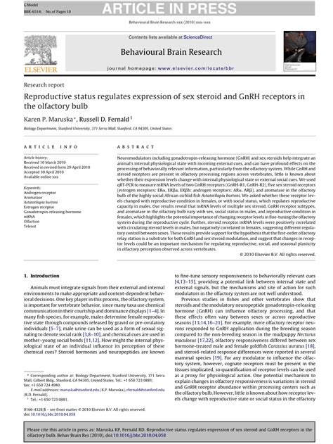 Pdf Reproductive Status Regulates Expression Of Sex Steroid And Gnrh