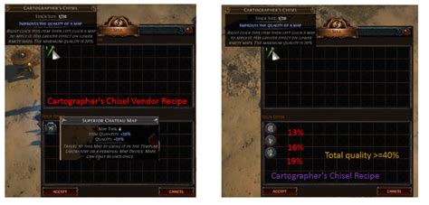 Poe Chisel Recipe Cartographers Chisel Improves Maps Quality Vendor Recipes