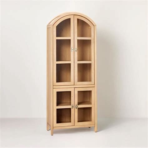 Hearth And Hand Wood Arched Cabinet With Glass Doors