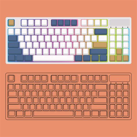Gaming Keyboard Top View Isolated On Background Vector Illustration Eps Vector Art At