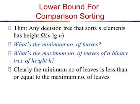 counting sort lowerbound