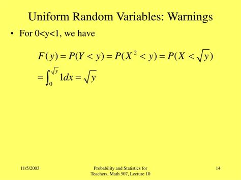 Ppt Uniform And Exponential Random Variables Powerpoint Presentation
