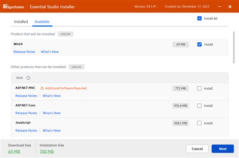 Installing Syncfusion WinUI Web Installer Syncfusion