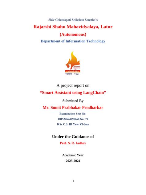 Smart Assistant Using Langchain Project Report Sumit Pendharkar Pdf