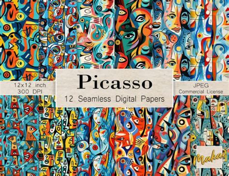 Picasso Inspired Art Seamless Patterns Graphic By Makai Digital Studios