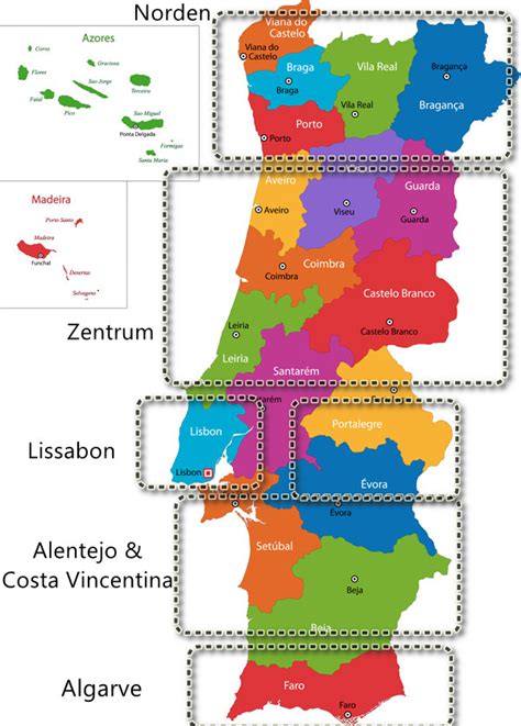 The Map Of Portugal And The 18 Districts At A Glance