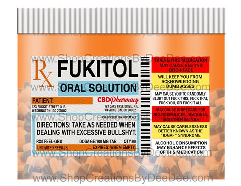 Fake Pill Bottle Label