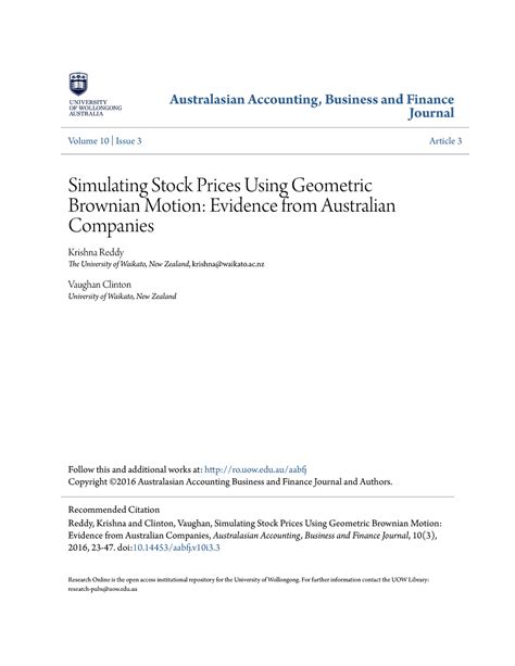 Stock Price Simulation Paper Australasian Accounting Business And