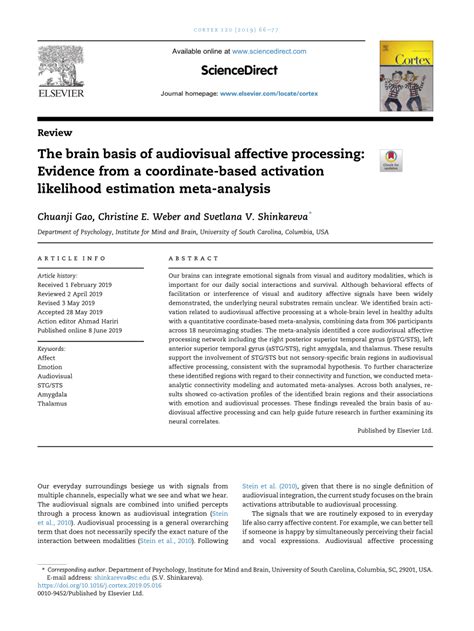 pdf the brain basis of audiovisual affective processing evidence