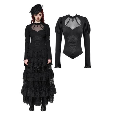 Dark In Love Avalon Gothic Embroidered Puff Sleeve Top