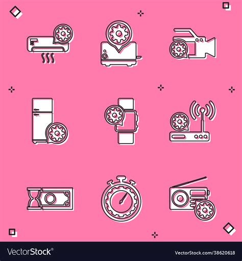 Set Air Conditioner Setting Toaster Video Camera Vector Image