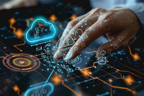A Person Interacting With A Digital Cloud Interface Symbol Icon Computing And Technology Stock