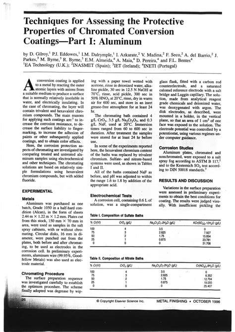 Pdf Techniques For Assessing The Protective Properties Of Chromated