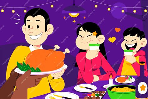 Ilustración De Cena Dibujada A Mano Vector Gratis