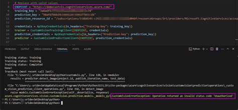 azure custom vision api permissiondenied error when using detect image